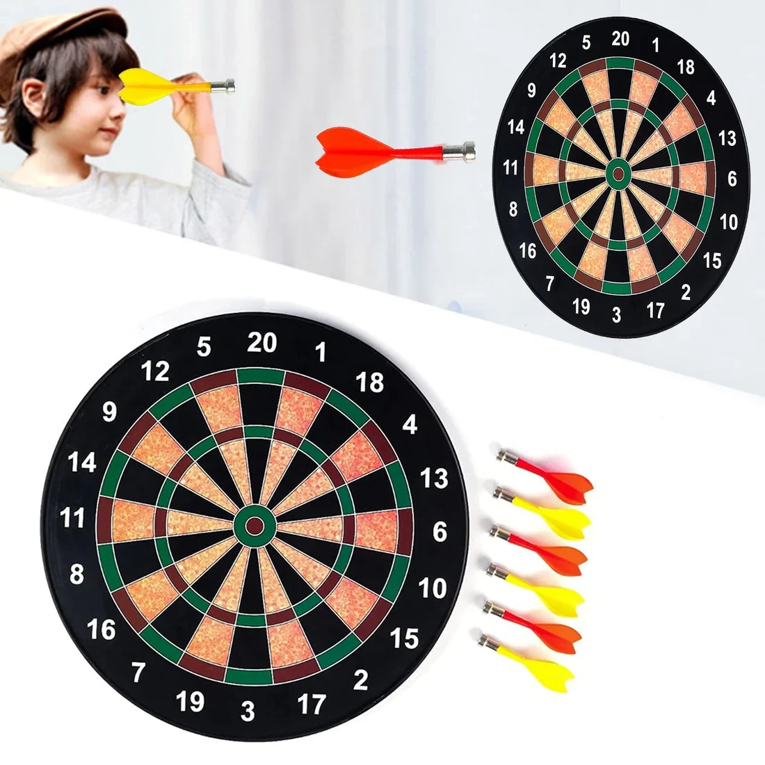 Magnetic Dart Board Set - 17 Inch Wide With 6 Magnetic Darts | Safe ...