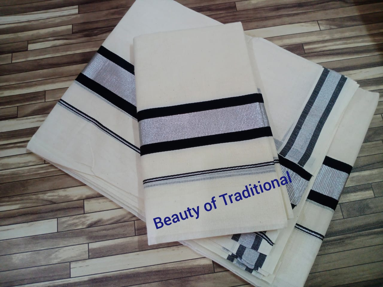Avanika Collection's Kerala Traditional Cotton silver fancy set mund ...