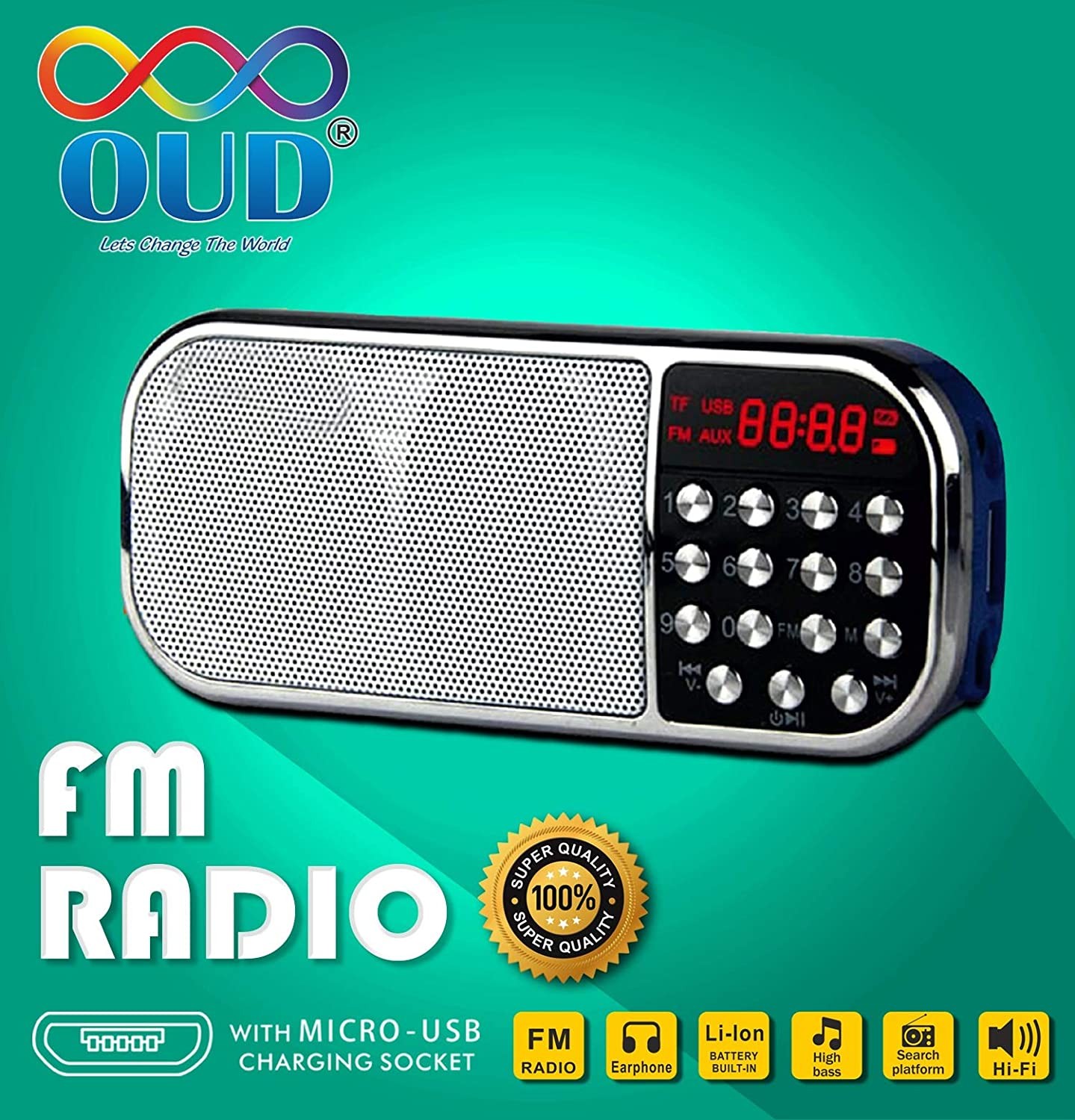 OUD OD-SM321 Fm Radio Dual Speaker Portable Speaker with MP3 TF Memory ...