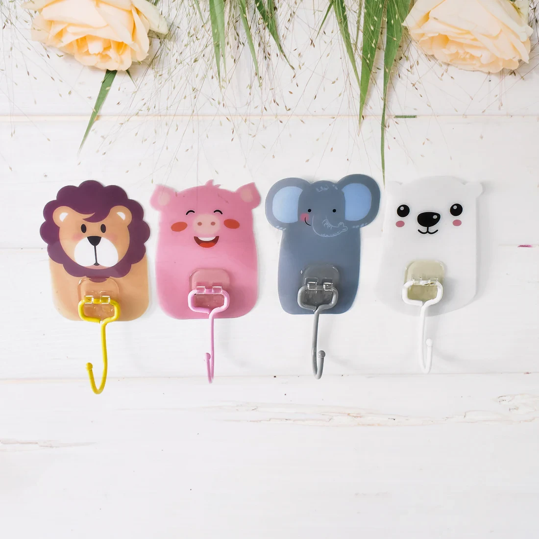 Wall Hooks Cartoon Self Adhesive Hooks Wall Mounted Coat Hooks for Kids ...