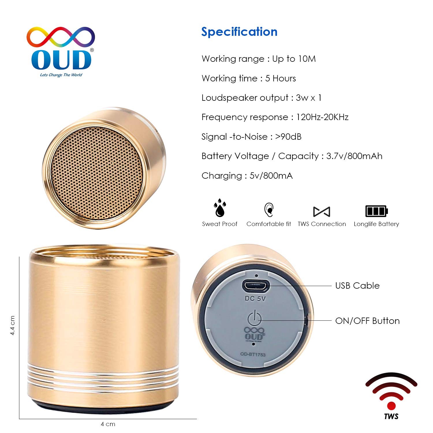 OUD OD-BT-1753 5 Watt Truly Wireless Bluetooth Portable Speaker