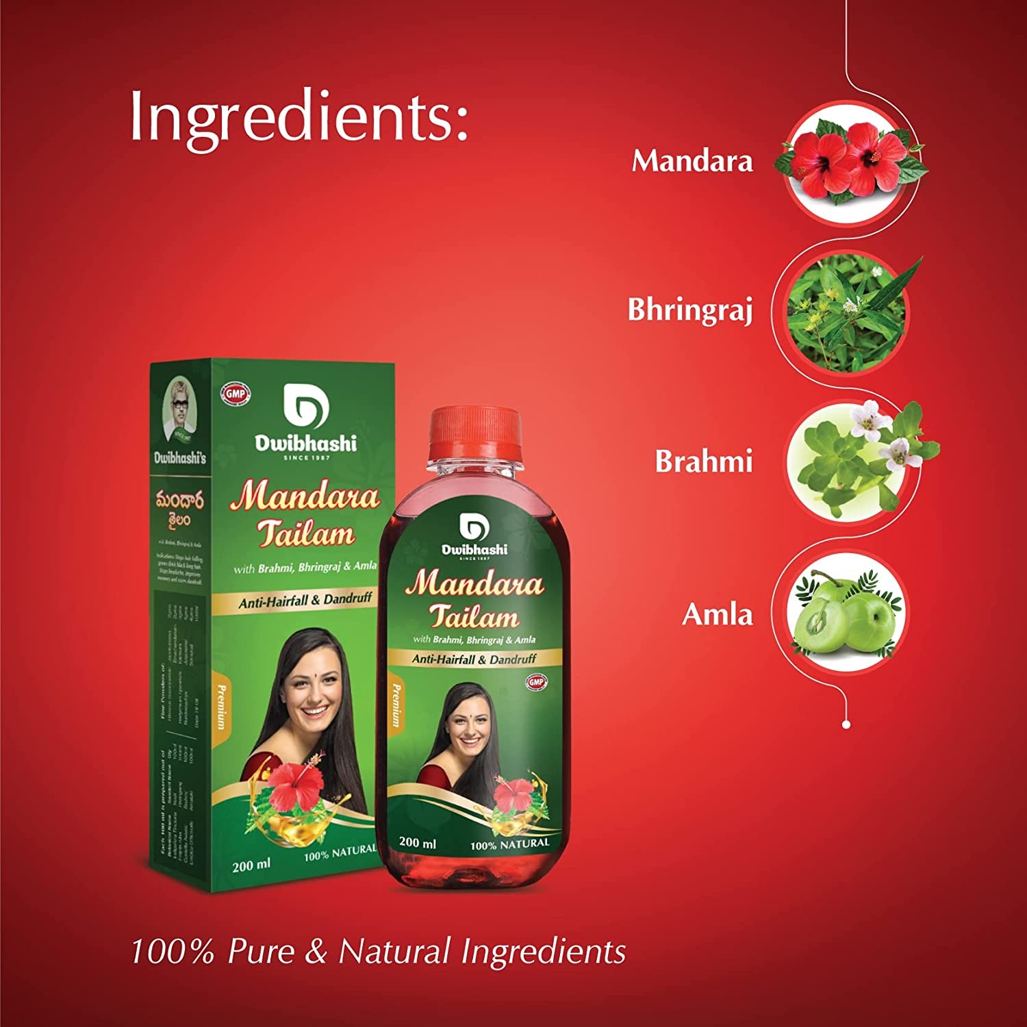 NATURAL FOODS Dwibhashi Mandara Tailam Oil, 600 ml (pack of 3)