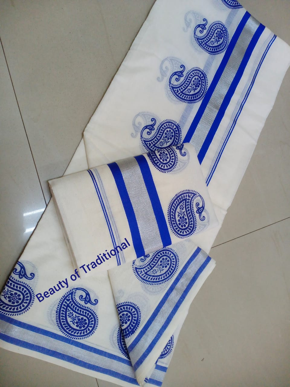 Avanika Collection's Kerala Traditional Cotton Silver Fancy Printed ...