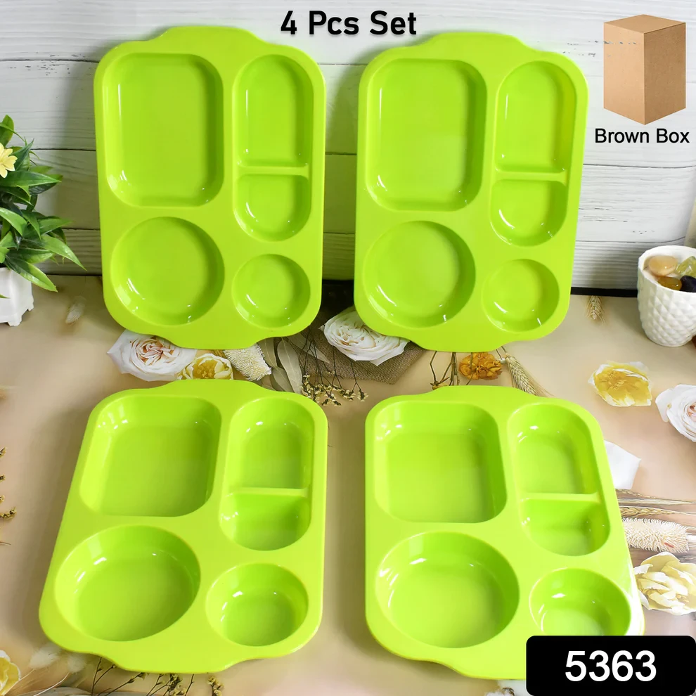 Unbreakable Plastic Food Plates / Biodegradable 5 Compartment Square ...